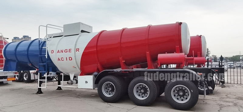 FUDENG 21KL Sulphurica Acid Trailer | 31T Concentrated Sulfuric Acid Road Tanker