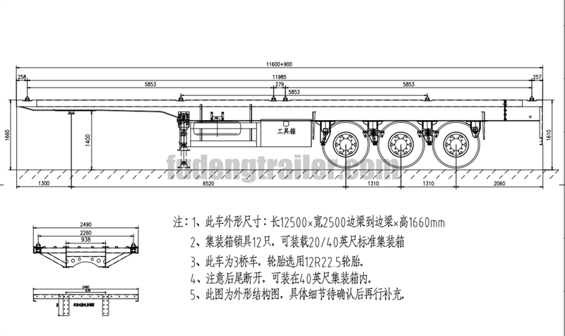40 Foot Flatbed Tractor Trailer - Buy 3 axles flatbed semi trailer, 40 ...